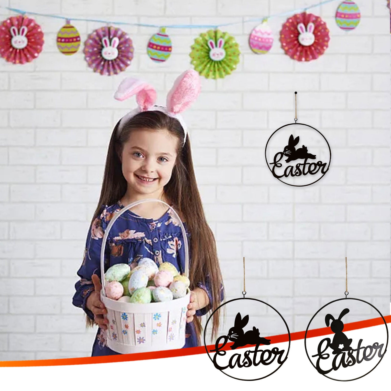 Iumwxz End of Year Clearance easter bunny Metal Wreath Easter Metal ...