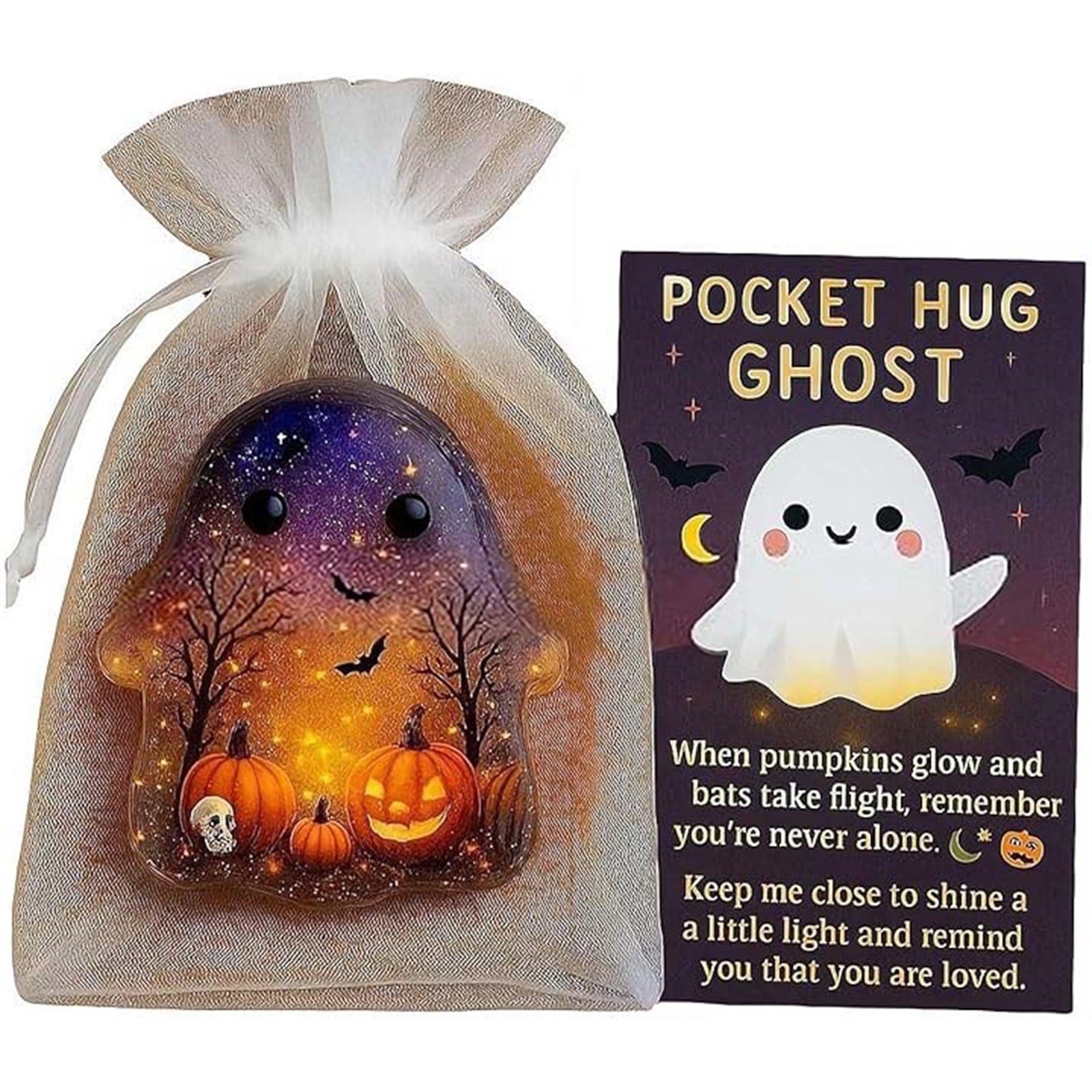 Iumwxz Halloween Ghost Pocket Cards with Message - 7x5cm Cute Acrylic ...