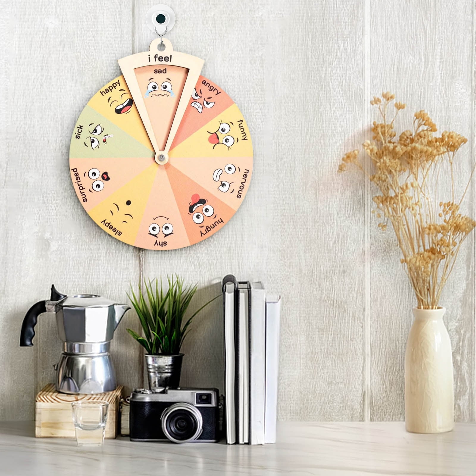 Iumwxz Handcrafted Wooden Emotion Wheel Decor for Friends Mood ...