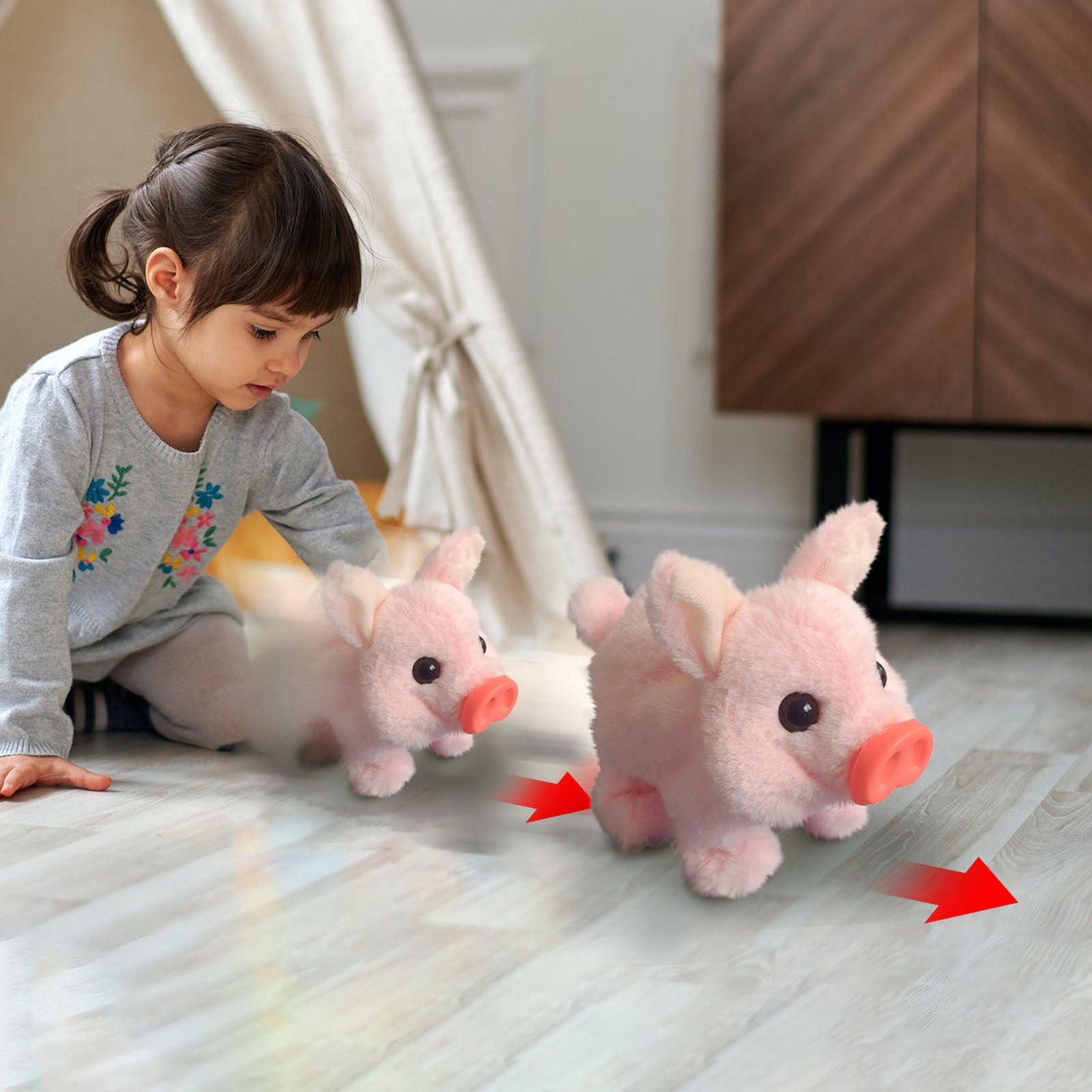 Iumwxz Plush Vertical Ear Little Pig Stuffed Animal Decor Soft Cuddly ...