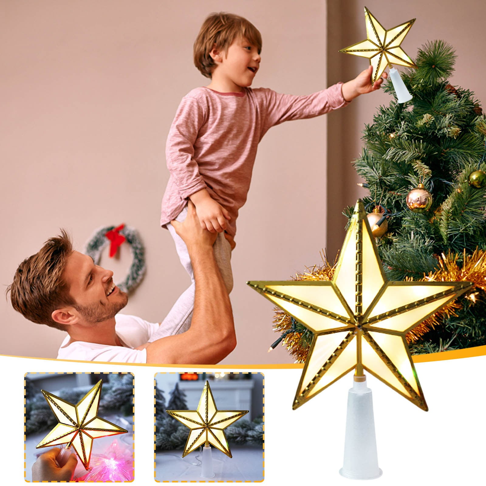Iumwxz Christmas Tree Star Light Illuminated Colorful Five Point Star ...