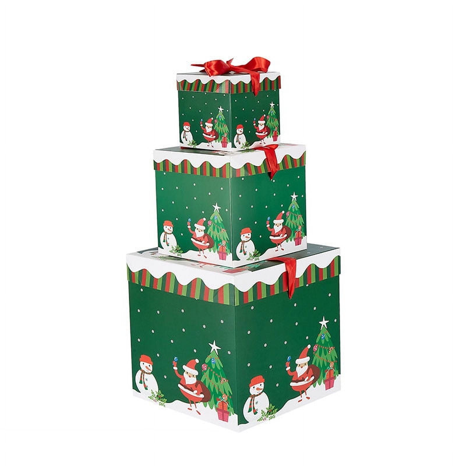 Iumwxz Set of 3 Reusable Stacking Head Christmas Gift Boxes for Tree ...