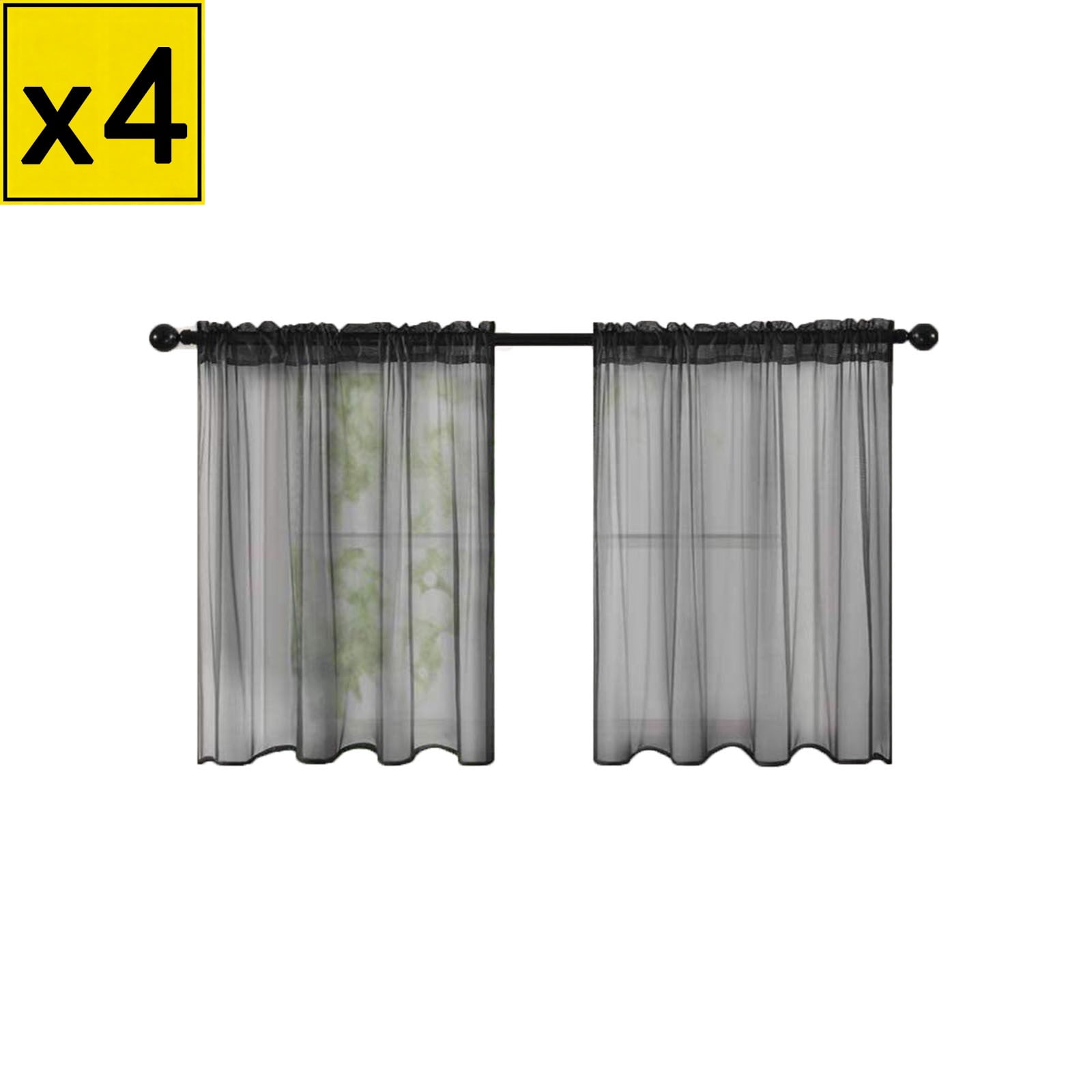 Iumwxz Solid Color Sheer Short Curtains with Rod Pocket, Semi ...