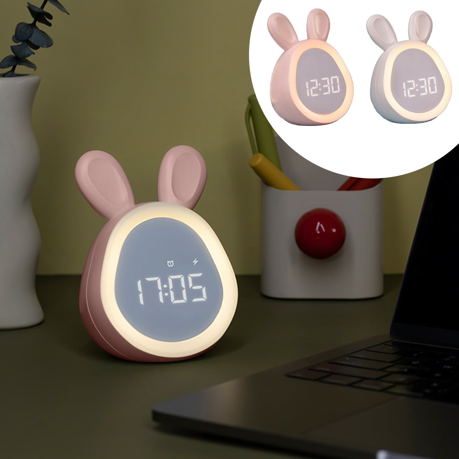 Iumwxz St Patricks Day Decorations Adorable Bunny Alarm Clock with Night Light for Bedrooms ...