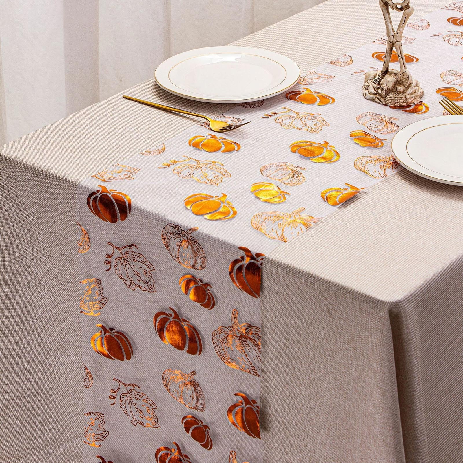 Iumwxz Thanksgiving Table Flags Decorative Tablecloths Pumpkin Print ...