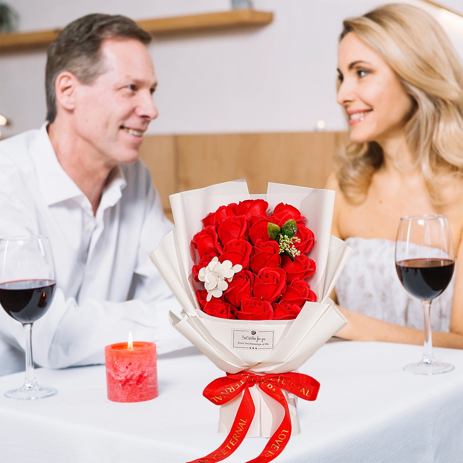 Iumwxz Valentines Day Gifts 18 Rose Soap Bouquet Everlasting Bouquet ...
