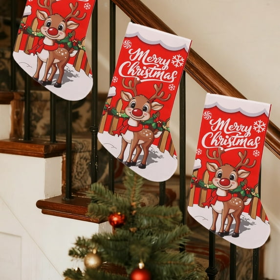 Iumwxz Velvet Christmas Stocking Gift Bags with Snowflake Star Patterns ...