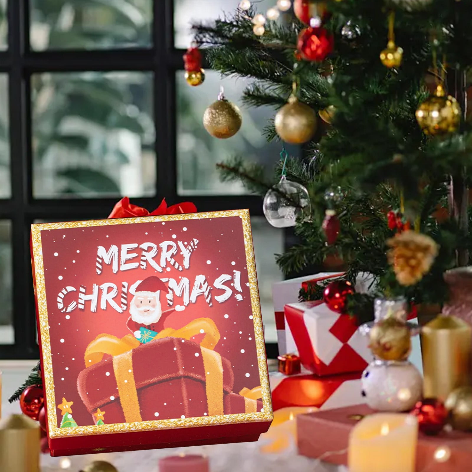 Iumwxz Cute Santa Claus Pattern Gift Boxes with Lids for Presents ...