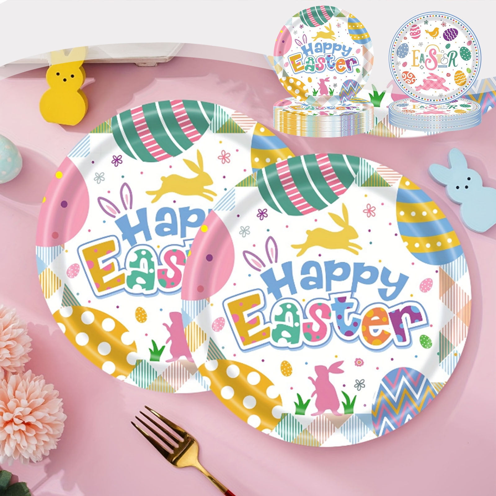 Iumwxz easter bunny 20 Count Easter Paper Plates Heavy Duty Easter ...
