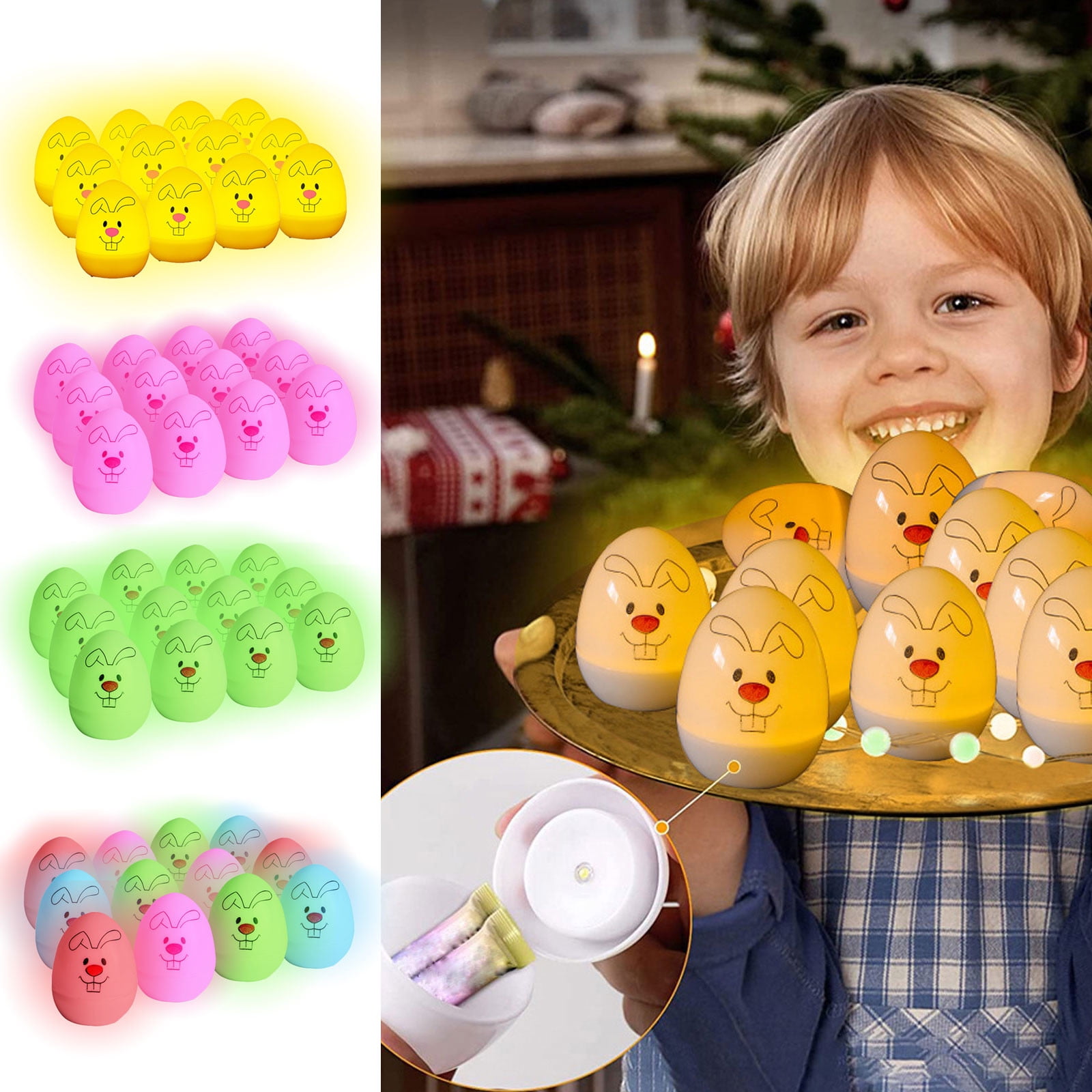 Iumwxz easter bunny Easter Decorations-12pcs Easter Eggs LED Lights, Fillable 4-Color Glow Eggs ...