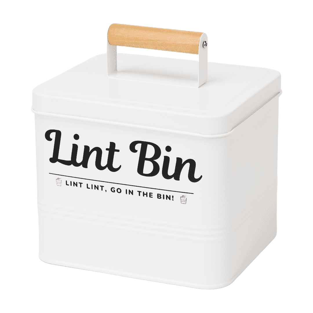 IVASKY, Farmhouse Metal Laundry Room Lint Bin, 7x6x7 inches, White ...