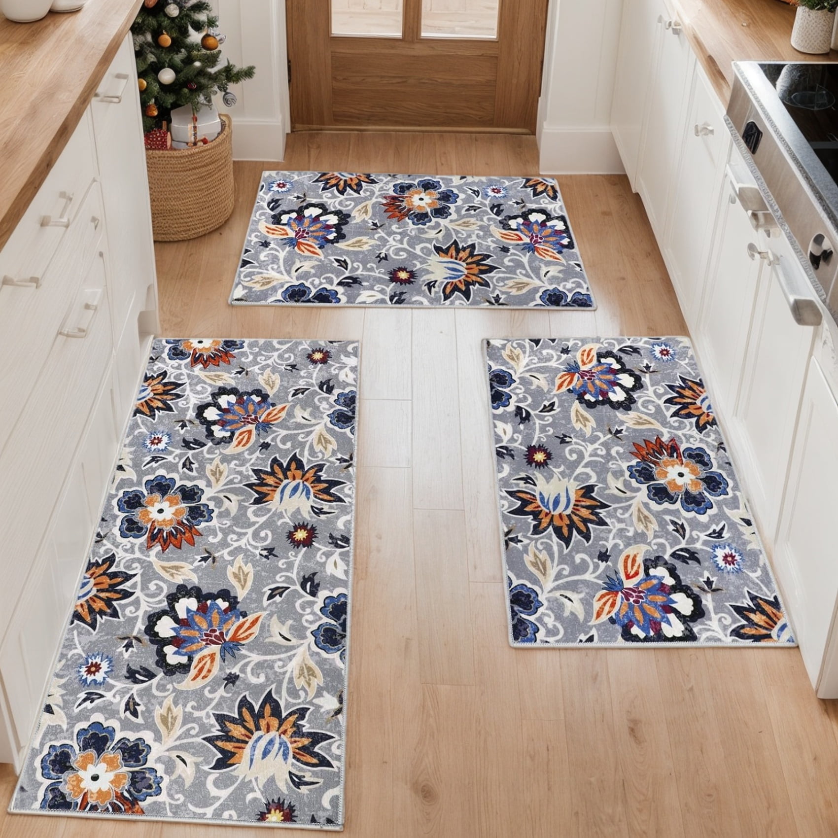 Ivalue 3 Piece Boho Kitchen Rug Set Non-slip Soft Kitchen Mat for Floor ...