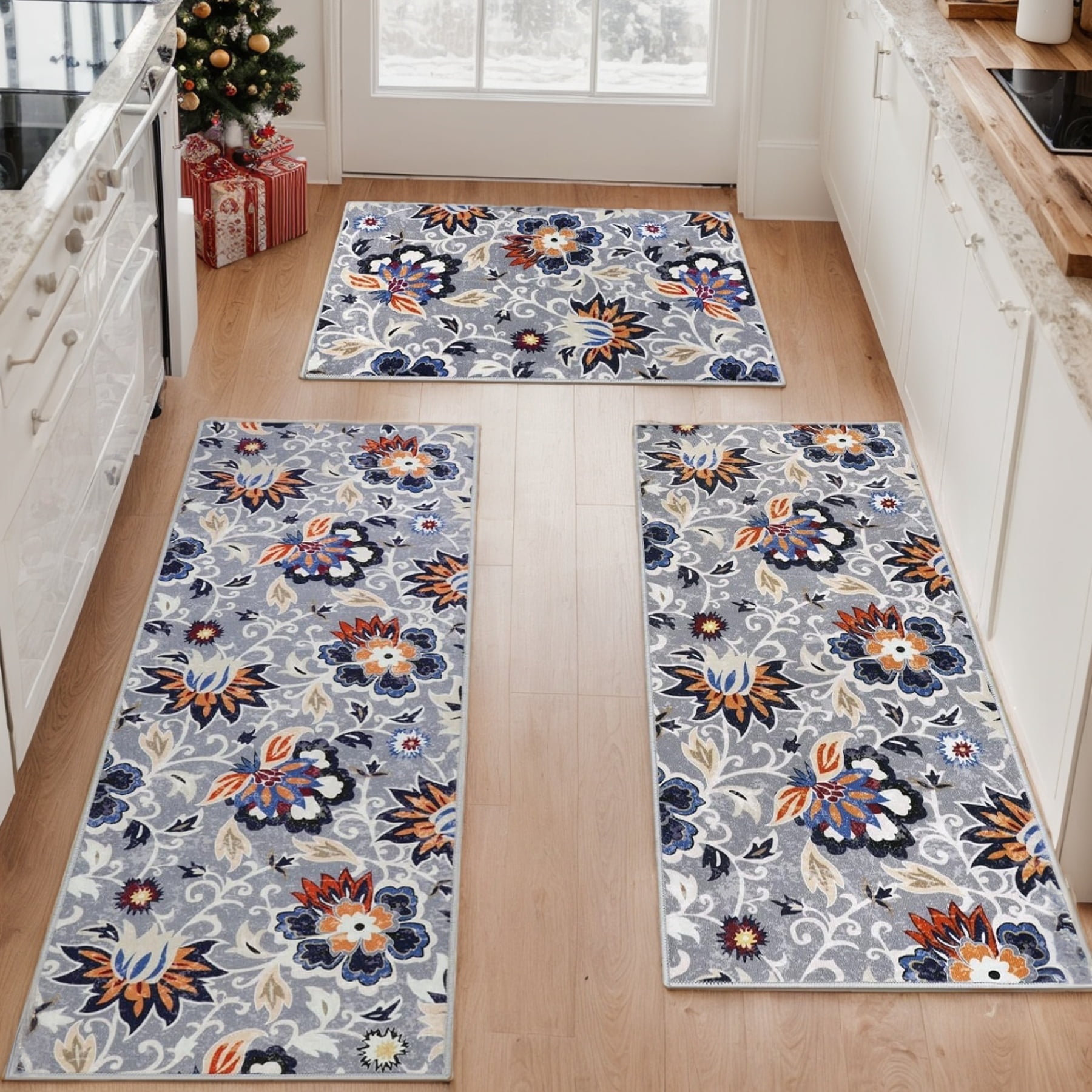 Ivalue 3 Piece Boho Kitchen Rug Set Non-slip Soft Kitchen Mat for Floor ...