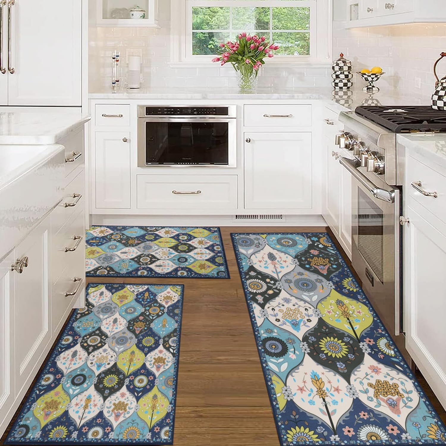 Ivalue 3 Piece Kitchen Rugs Sets Washable Kitchen Rug Non Slip Kitchen ...