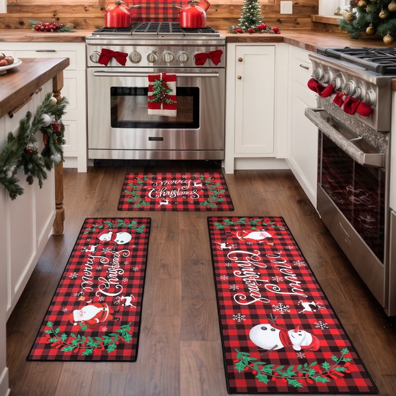 Ivalue Christmas Kitchen Rugs Sets 3 Piece Washable Kitchen Rugs and ...