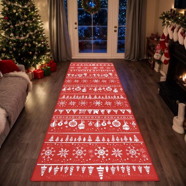 Moynesa Christmas 2'x6' Runner Rugs for Hallway, Washable Red Kitchen ...