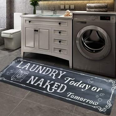 Ottomanson Non-Slip Rubberback Text 2x5 Laundry Room Runner Rug 20" x ...