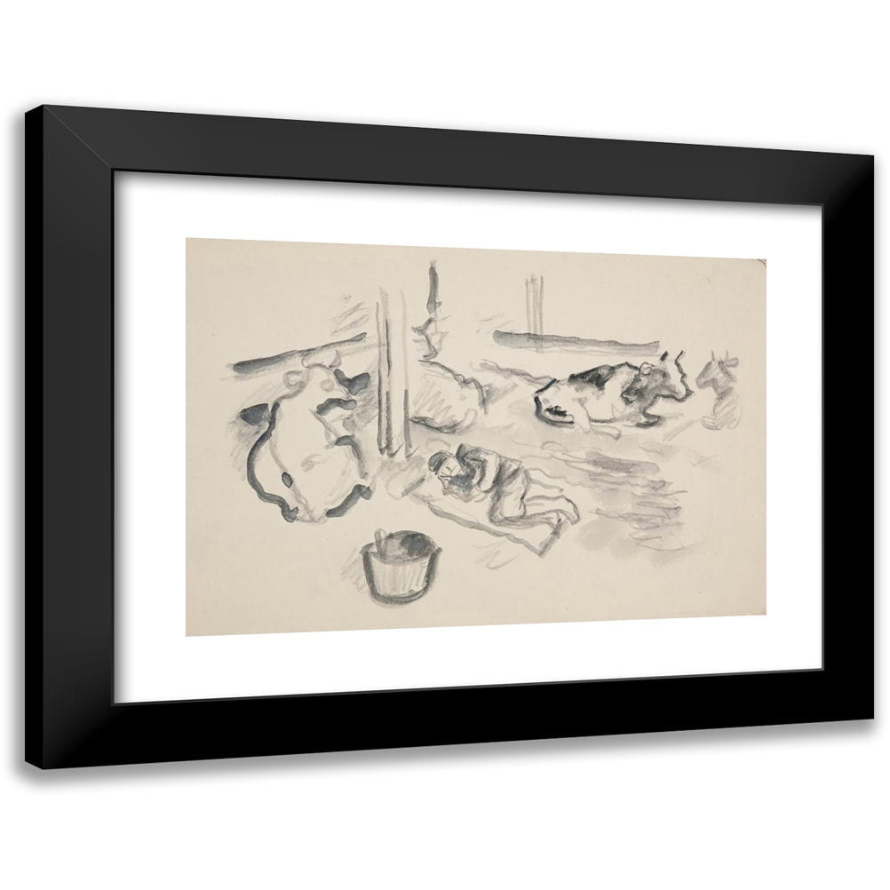 Ivan Ivanec 14x11 Black Modern Framed Museum Art Print Titled - The Interior of the Barn with ...