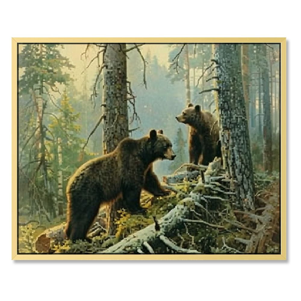 Ivan Shishkin Paintings- Morning Black Bears in A Pine Forest Poster ...