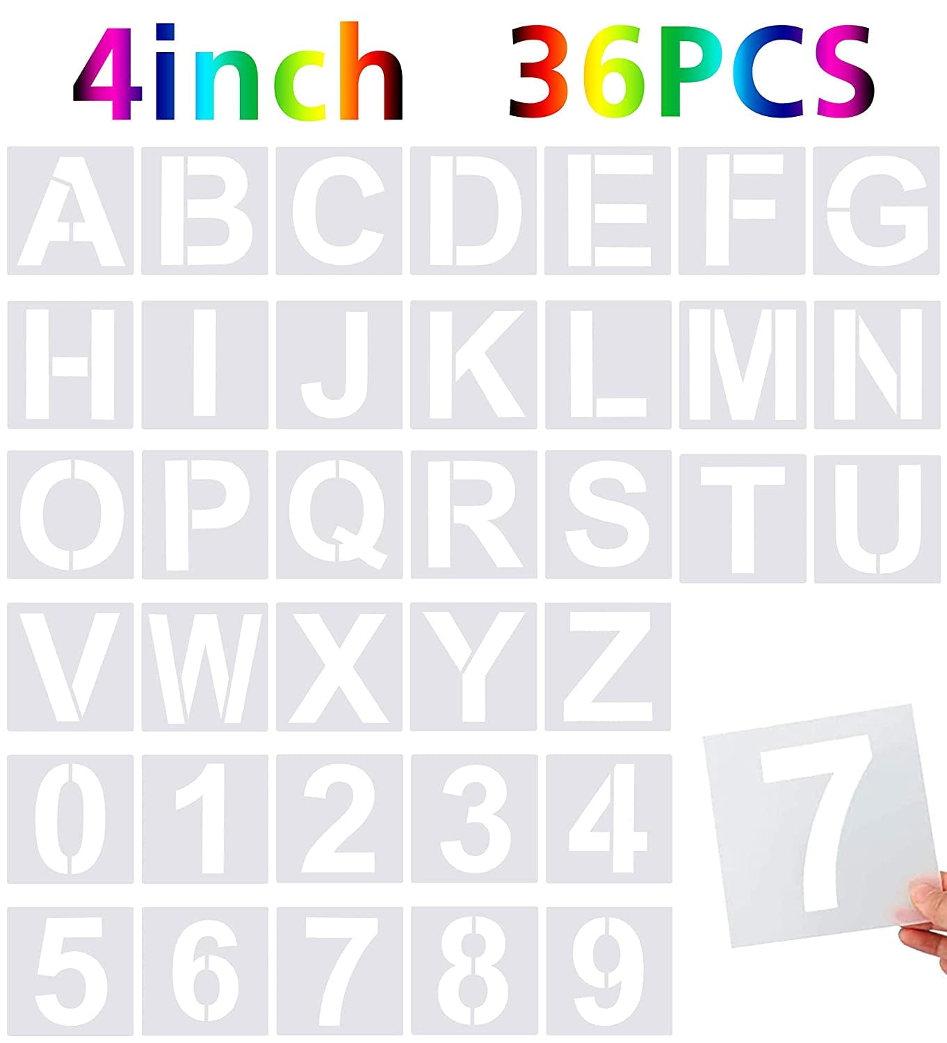 Ivanas 36 Pcs Large Alphabet Letter Stencils and Number ...