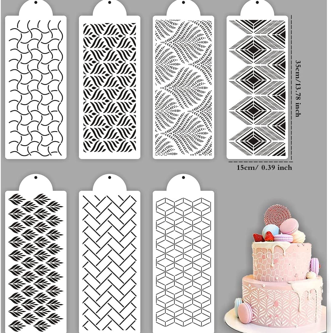 Ivanas 5 Pieces Cupcake Stencil Cake Side Decorating Templates Powdered ...
