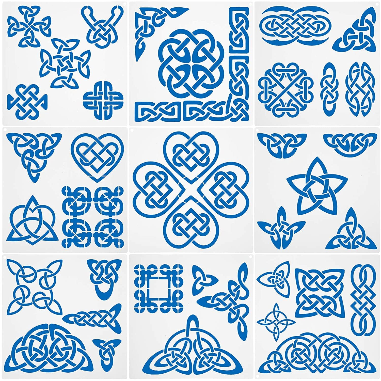 Ivanas 9 Pieces Celtic Knot Stencil Celtic Line Quilting Stencil Kit ...