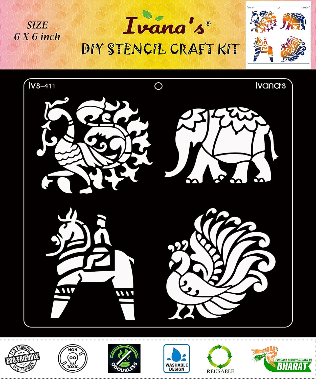 Ivanas Art Craft Stencil for Art Craft Reusable DIY Decorative Stencil ...