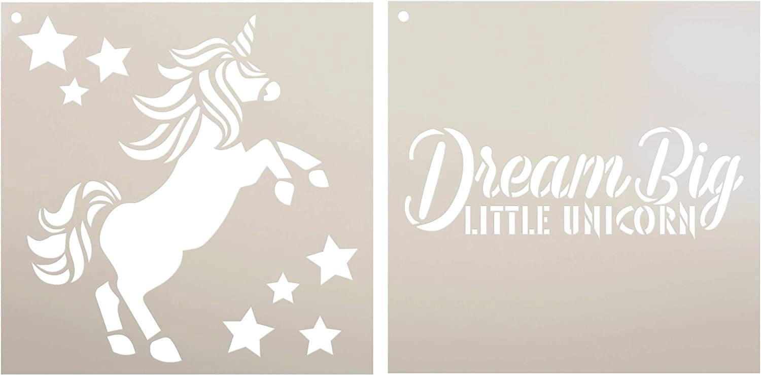 Ivanas Dream Big Little Unicorn Stencil 2 Part Reusable Mylar Template ...