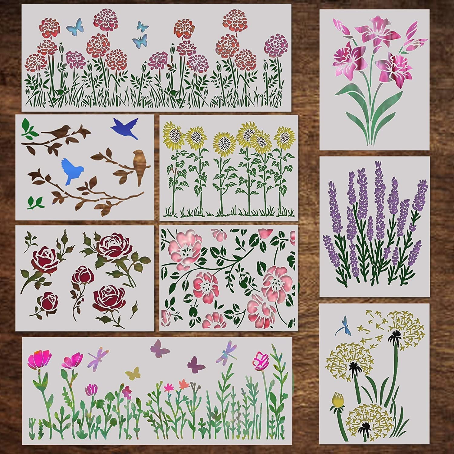Ivanas Flower Stencils for Painting on Walls Reusable Wildflower ...