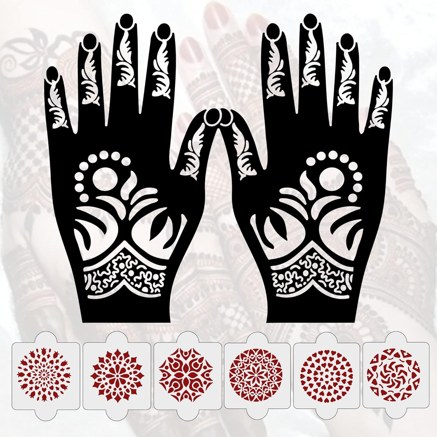 Ivanas Pack of 8 Pcs 2 Pcs Heena Stencil Tatto 6 Pcs Laser Cut PVC ...