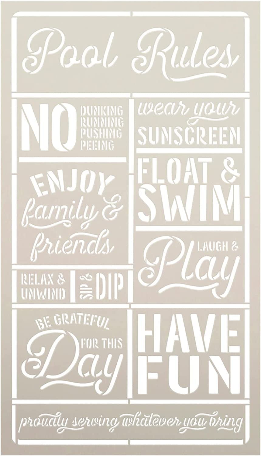 Ivanas Pool Rules Stencil Craft DIY Summer Home Decor Paint Outdoors ...