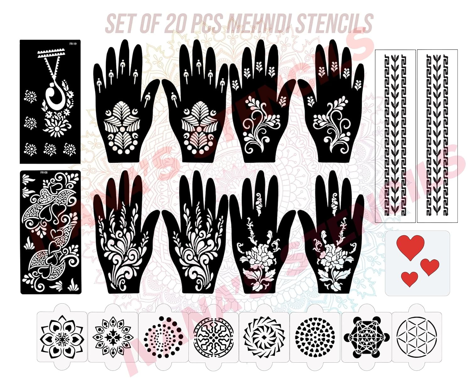 Ivanas Set of 20 Pcs Combo Pack Reusable Mehandi Design Sticker ...