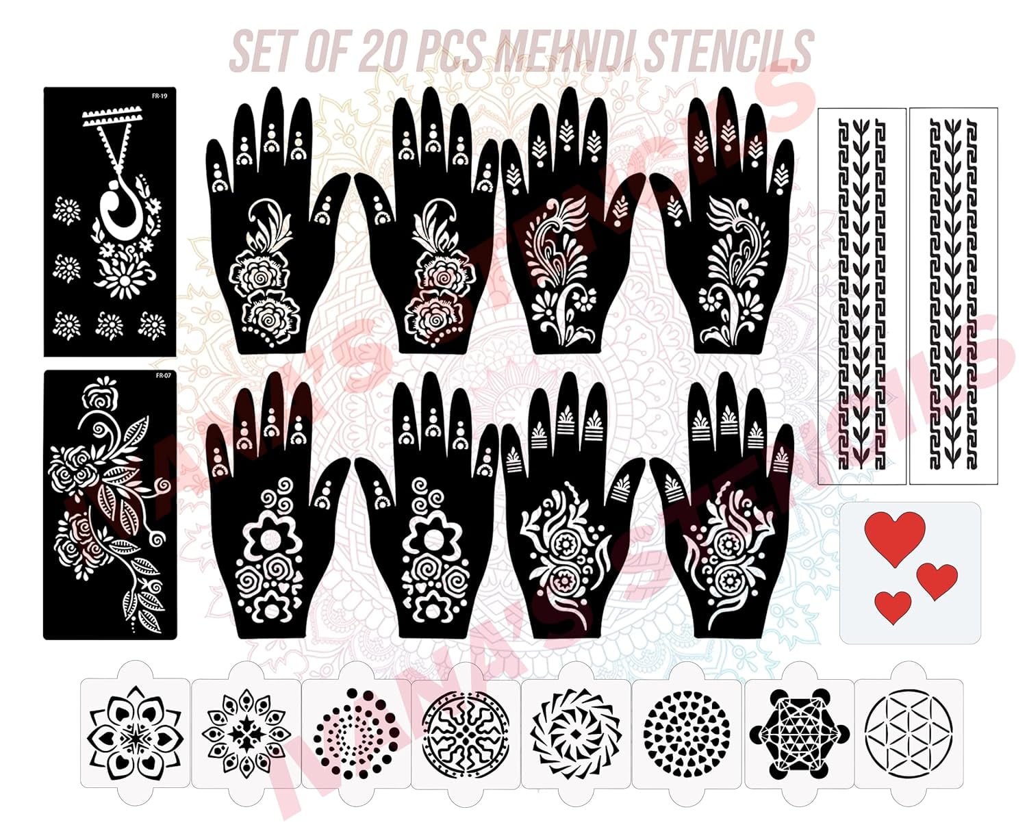 Ivanas Set of 20 Pcs Combo Pack Reusable Mehandi Design Sticker ...