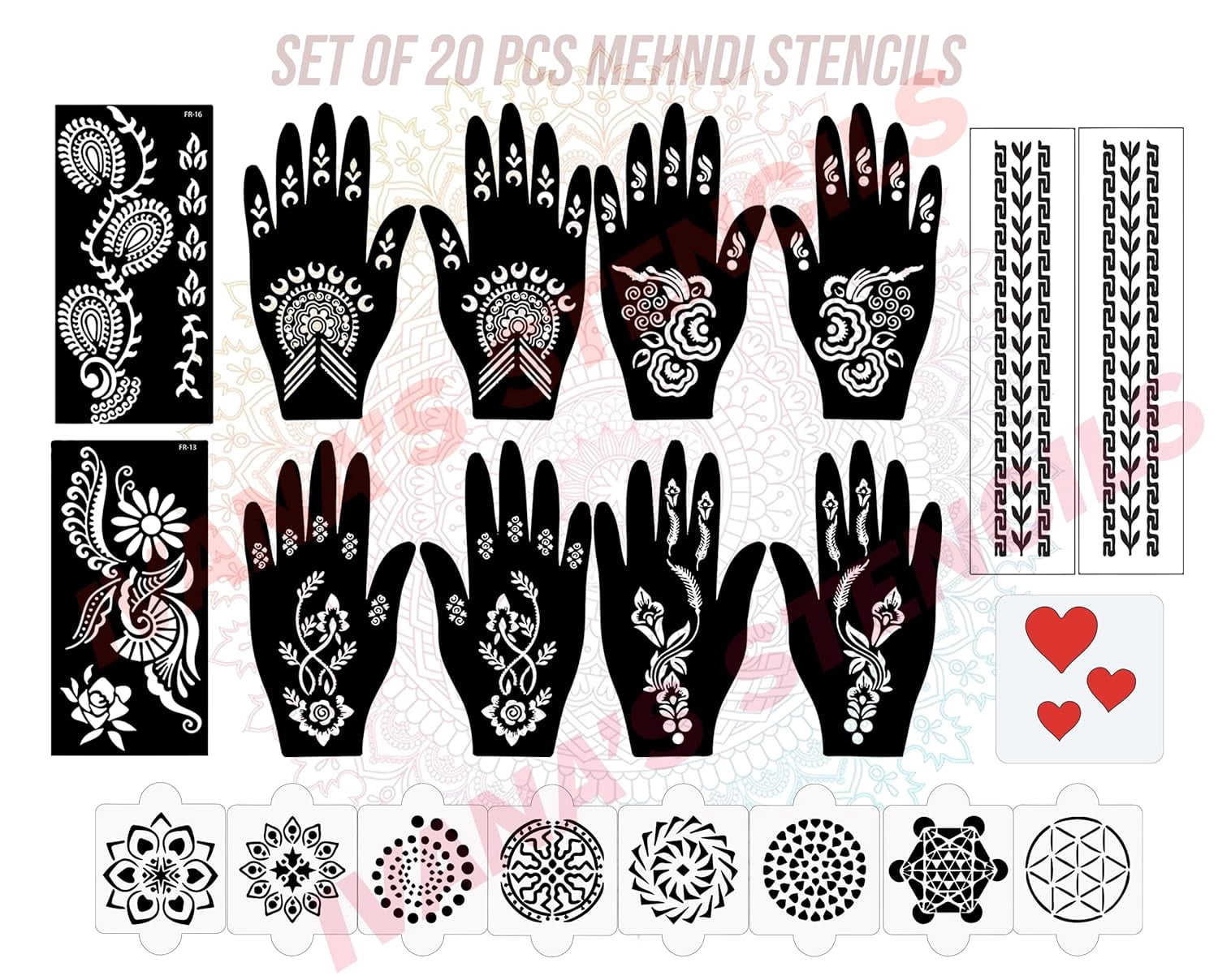 Ivanas Set of 20 Pcs Combo Pack Reusable Mehandi Design Sticker ...