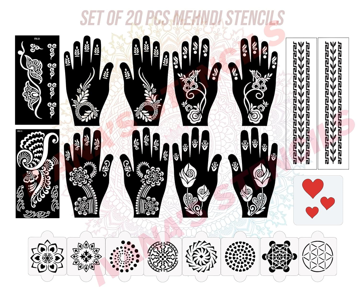 Ivanas Set of 20 Pcs Combo Pack Reusable Mahandi Degin Sticker Latest ...