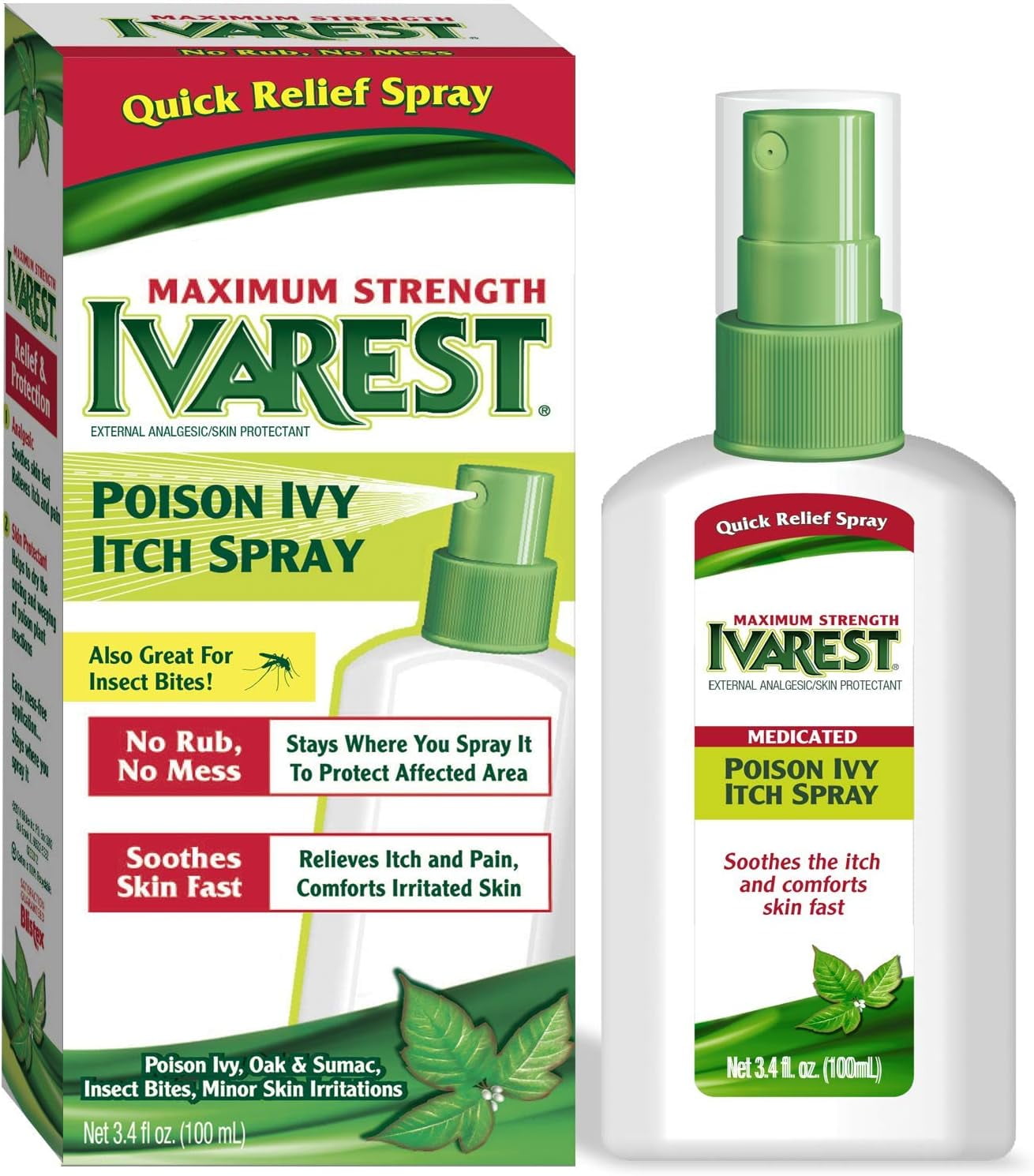Ivarest Maximum Strength Poison Ivy Anti-Itch Spray, Medicated, 3.4 oz ...