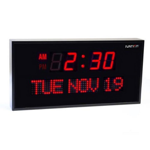 Ivation 22 in. Large Digital Wall Clock, LED Digital Clock with ...