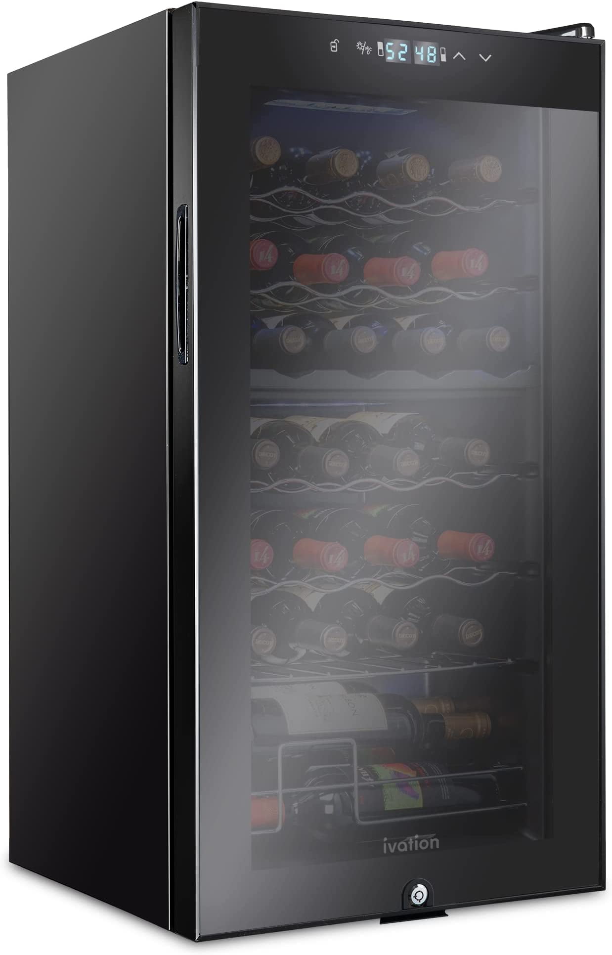 IVATION 28 Bottle Freestanding Dual Zone Wine Cooler with Lock ...