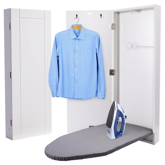 Ivation Mini Wall-Mounted Foldable Ironing Board with Cabinet Door ...