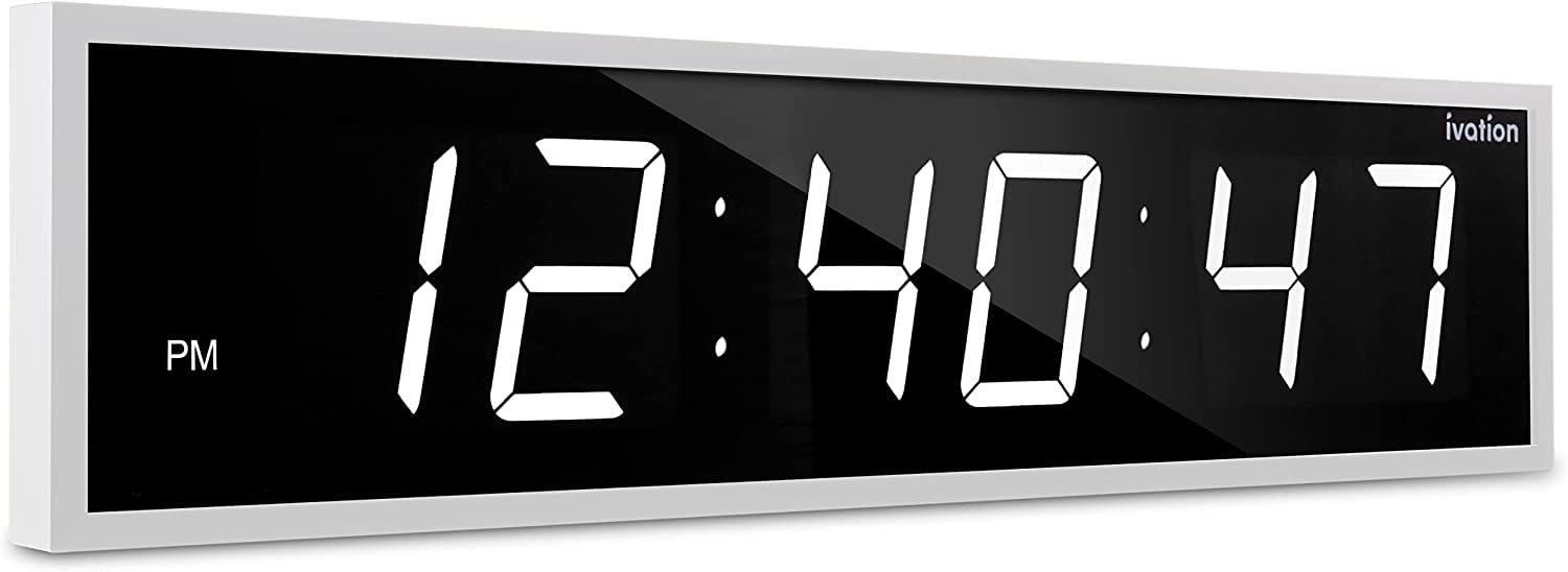Ivation Huge 36 inch Large Big Oversized Digital LED Wall Clock - White ...