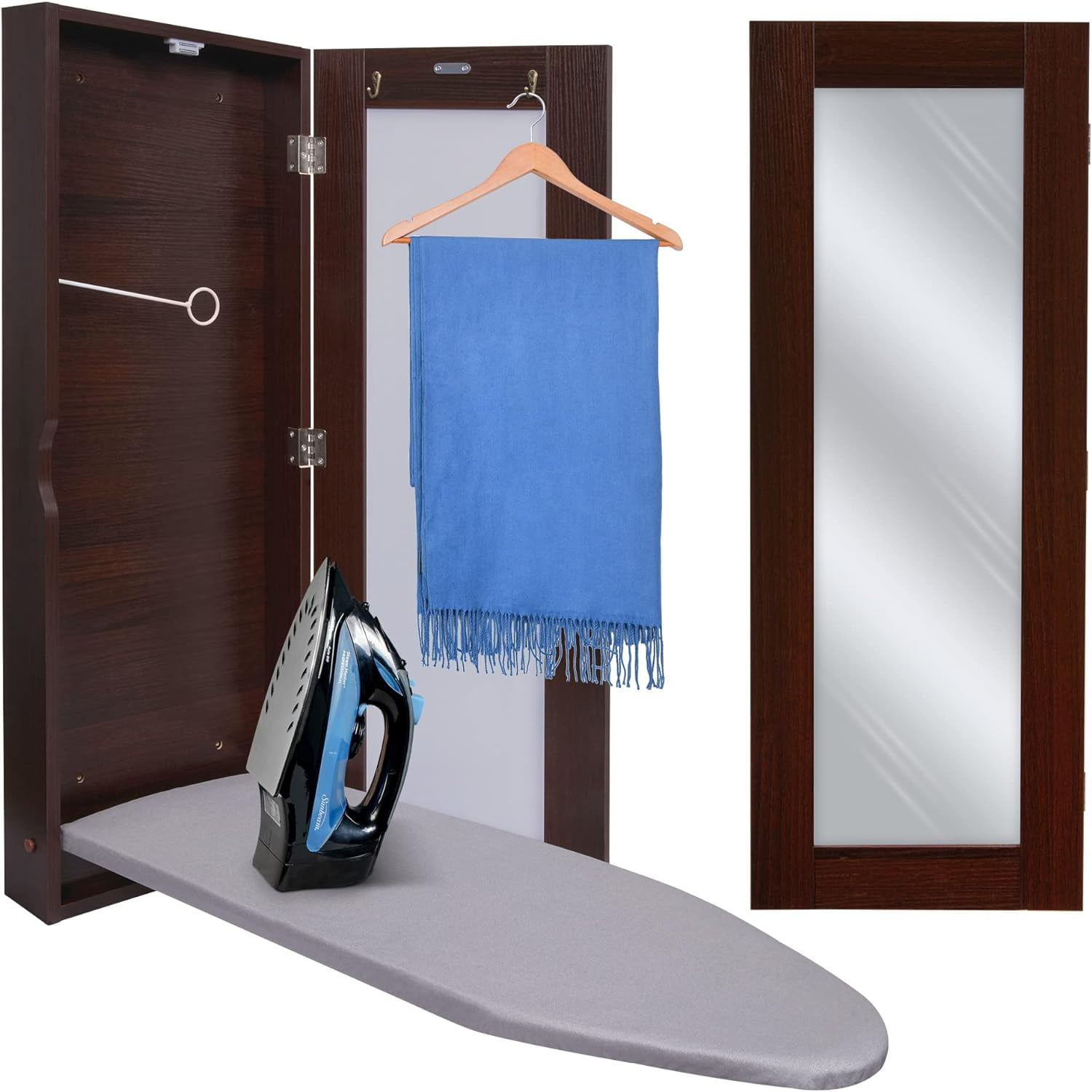 Ivation Ironing Board, Wall Mounted Ironing Board Cabinet with Mirror ...