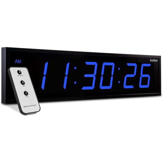 Ivation Oversized Large Digital Wall Clock - Big LED Digital Clock w ...