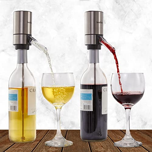 Ivation Stainless Steel Wine Aerator & Dispenser Set | Electric Battery ...