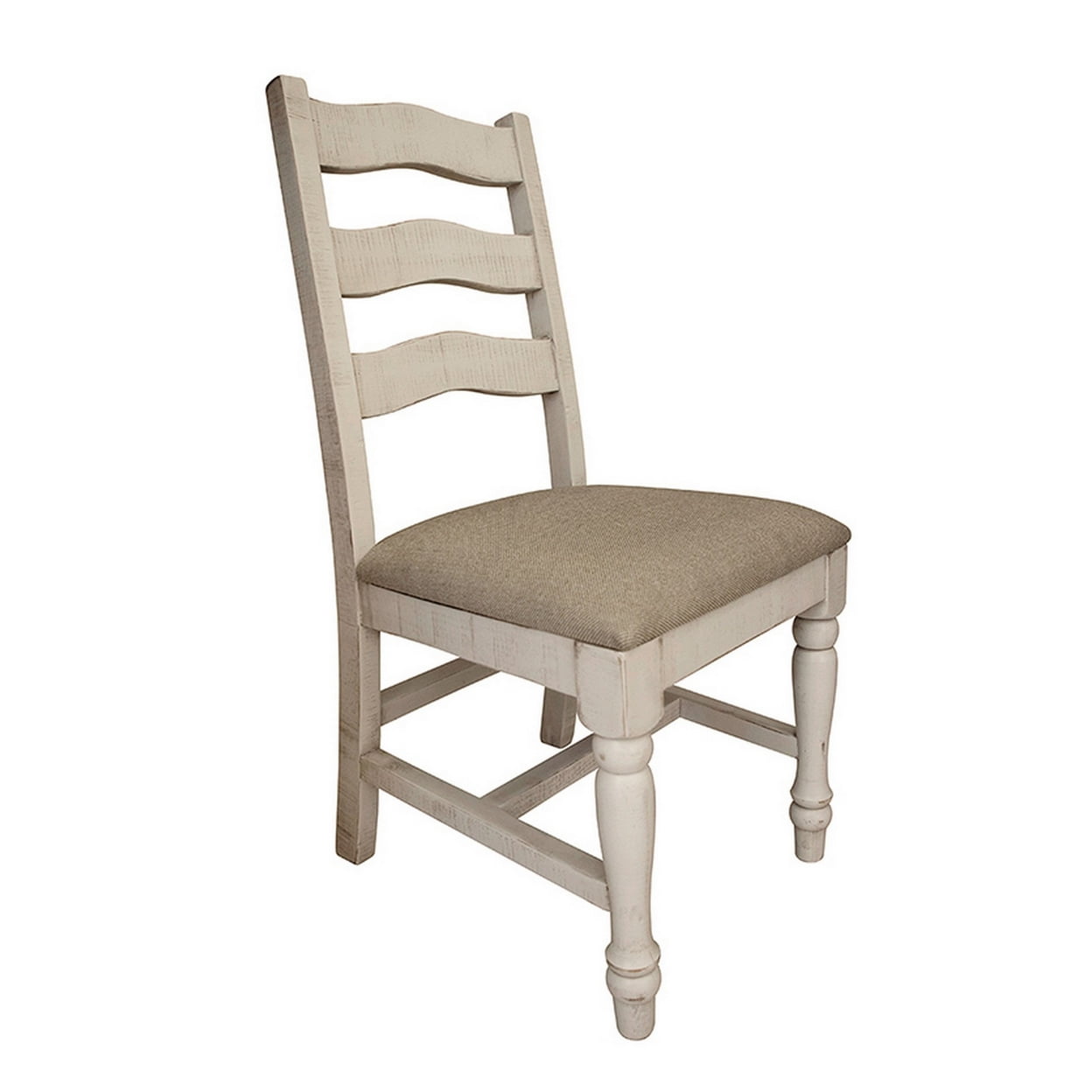 Ive 22 Inch Dining Chair, Polyester Seat, Mango and Pine Wood, White ...