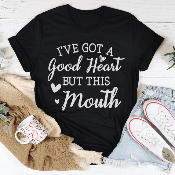Ive Got A Good Heart But This Mouth Tee Mauve S Peachy Sunday T-Shirt ...