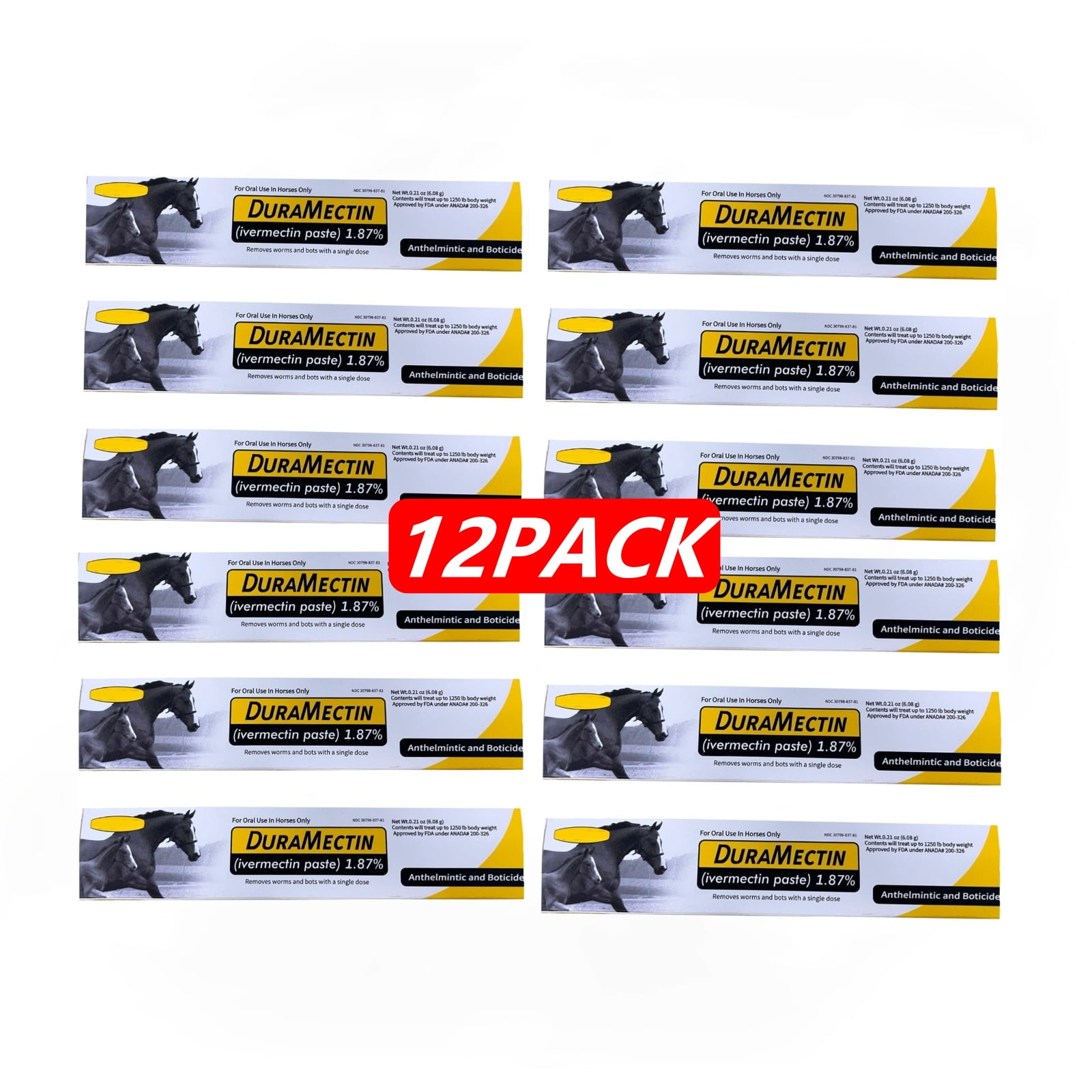 Ive-rm-ectin 12 Pack of Paste, 0.21 Ounces each, Apple Flavored Horse ...