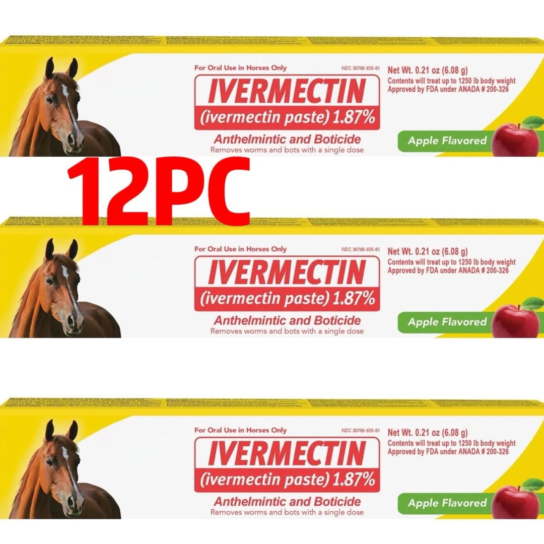 Ive-rm-ectin 12 Pack of Paste Paste for Horses 1.87% (0.21 oz)，Apple ...
