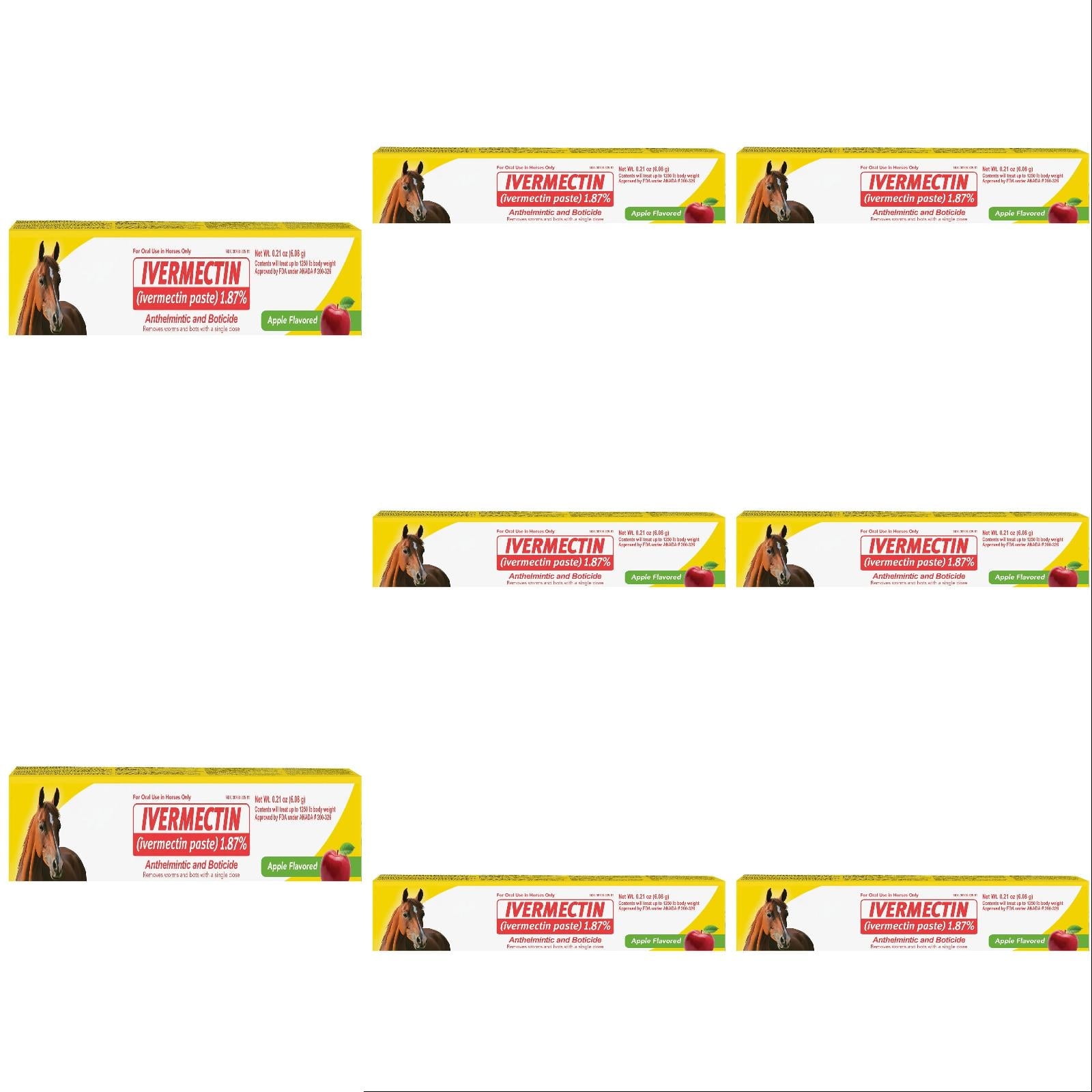 Ive-rm-ectin 8 Pack of Paste Paste for Horses 1.87% (0.21 oz)，Apple ...