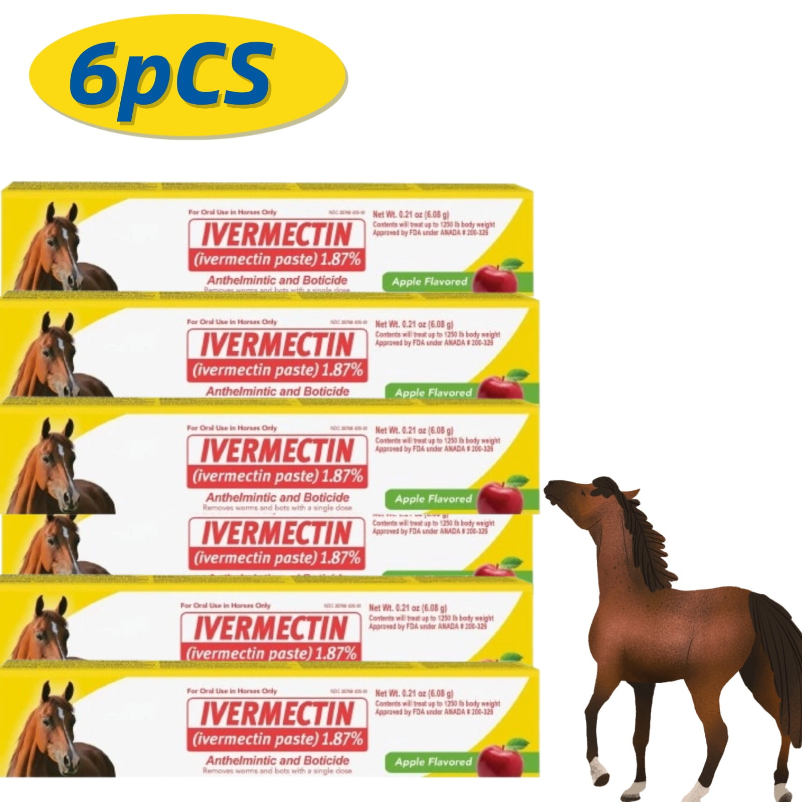 Iver-Mectin Gel Dewormer For Horses - Apple Flavored, Broad Spectrum ...