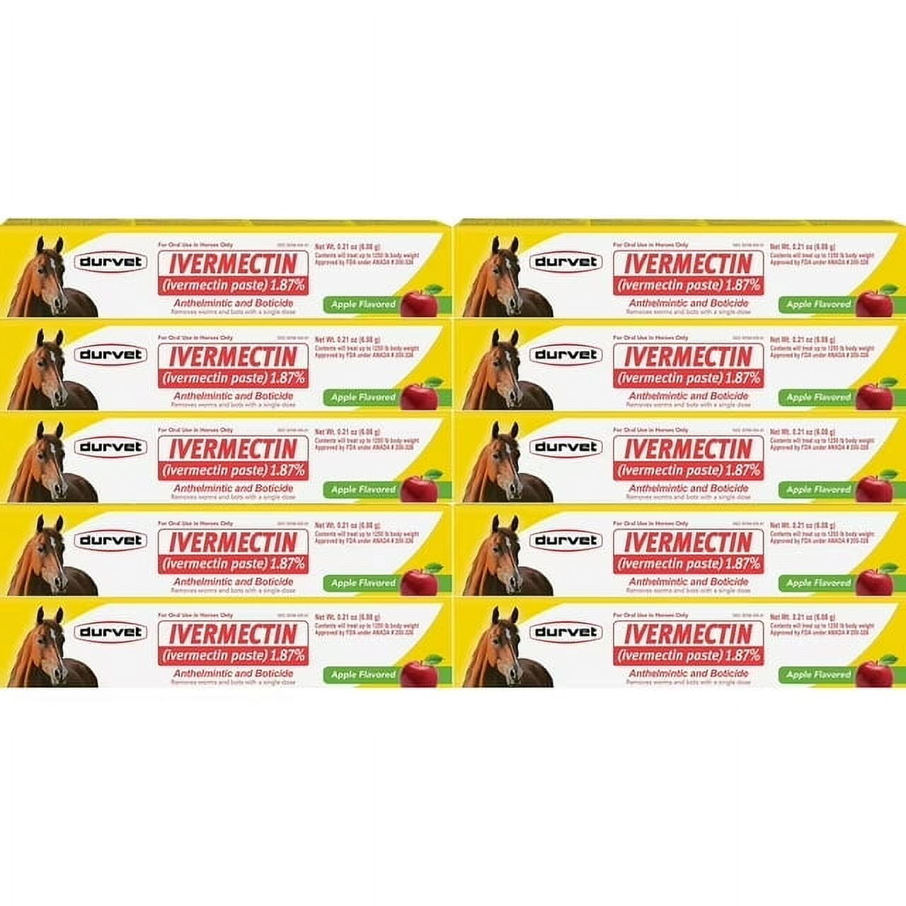 Iverme_ctin 10 Pack of Paste 6.08g Tubes Apple Flavor Safe & Effective ...